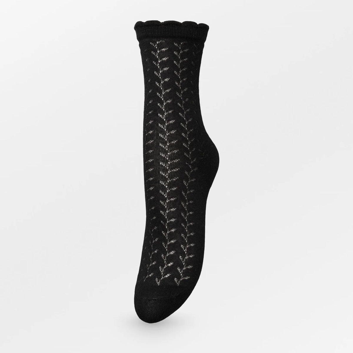 Leofa Cotta Sock Black – hvit tråd