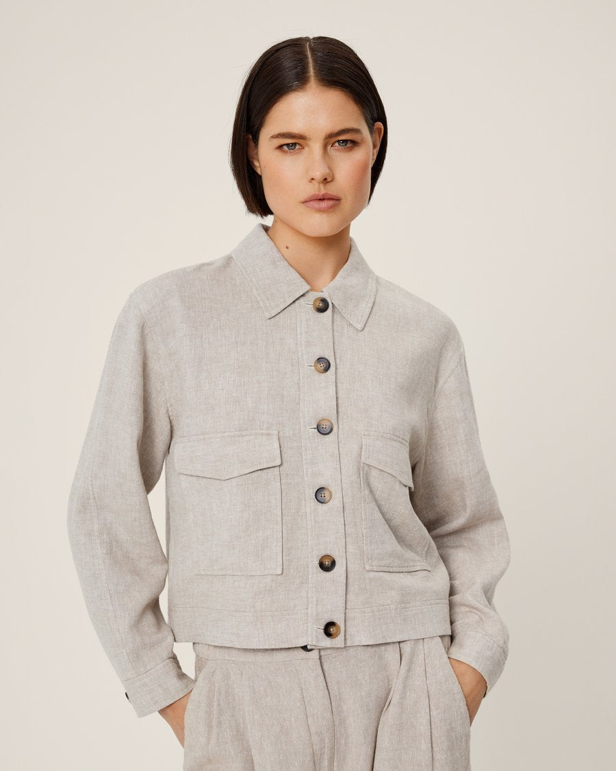 Jovene Ginia Jacket Sand – hvit tråd