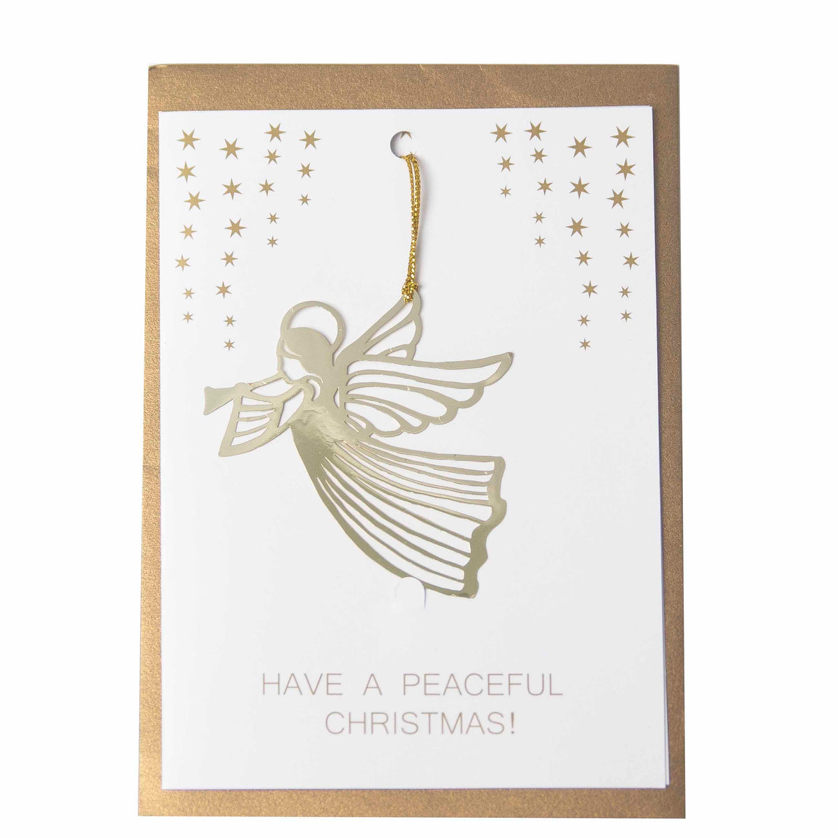 Postkort Flying Angel Gold – hvit tråd